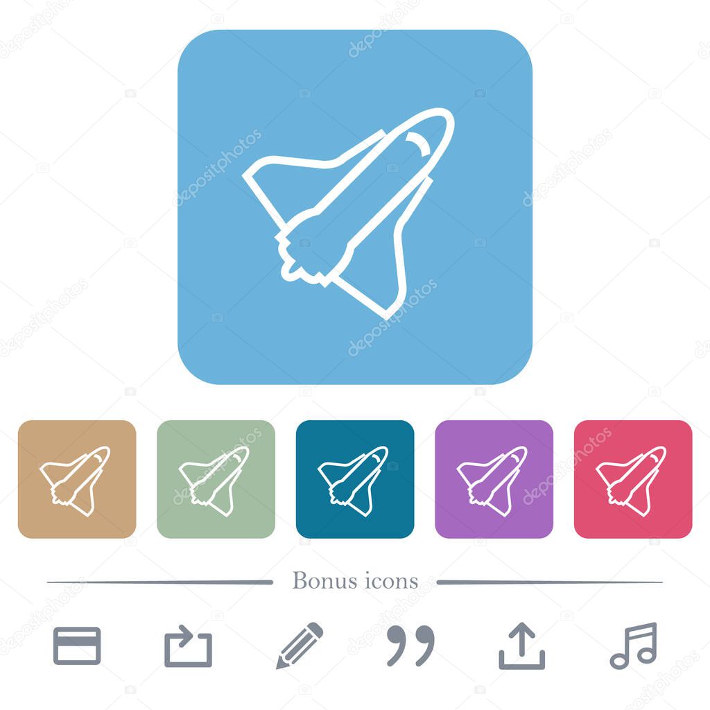 Space Shuttle Outline White Flat Icons Color Rounded Square Backgrounds ...