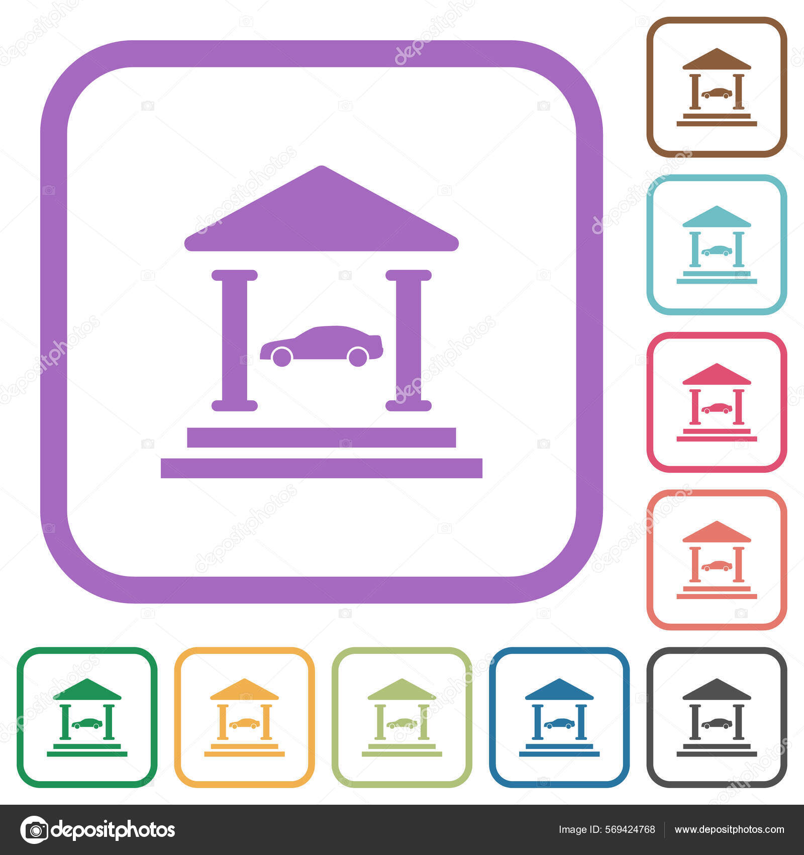 Car Loan Simple Icons Color Rounded Square Frames White Background Stock Vector by ...