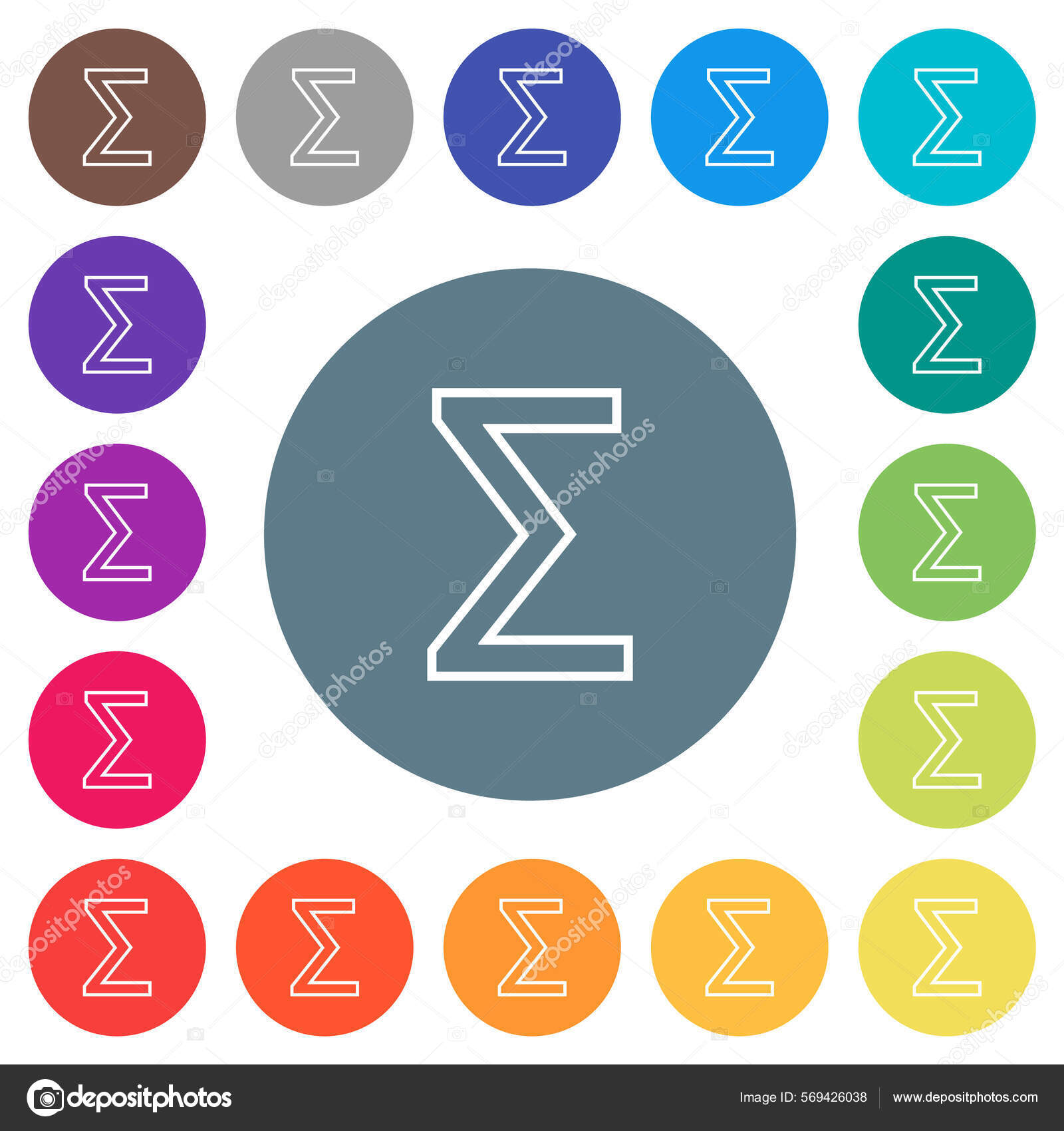 Sum Symbol Outline Flat White Icons Color Backgrounds Background Color ...
