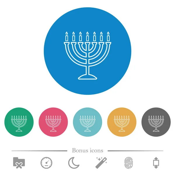 Menorah Burning Candles Solid Multi Colored Flat Icons Backgrounds Included Stock Vector by ...