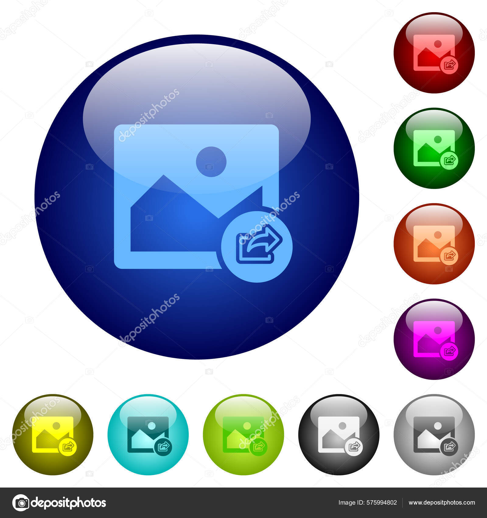 Export Image Icons Glass Buttons Multiple Colors Arranged Layer Structure Stock Vector by ...