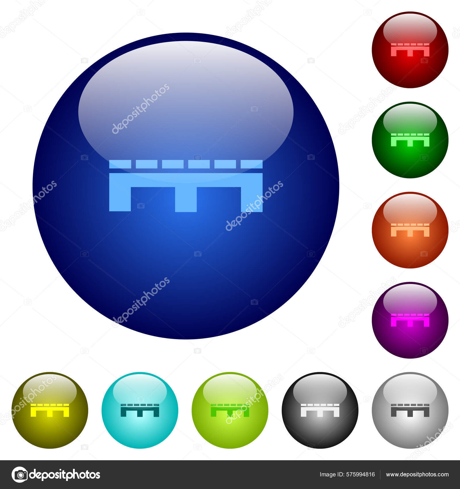 Single Pallet Icons Glass Buttons Multiple Colors Arranged Layer Structure Stock Vector by ...