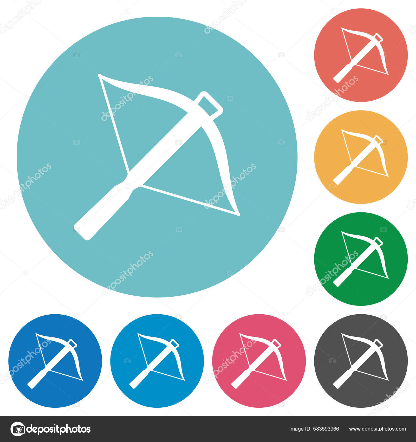 Crossbow Flat White Icons Color Backgrounds Stock Vector Image by ...