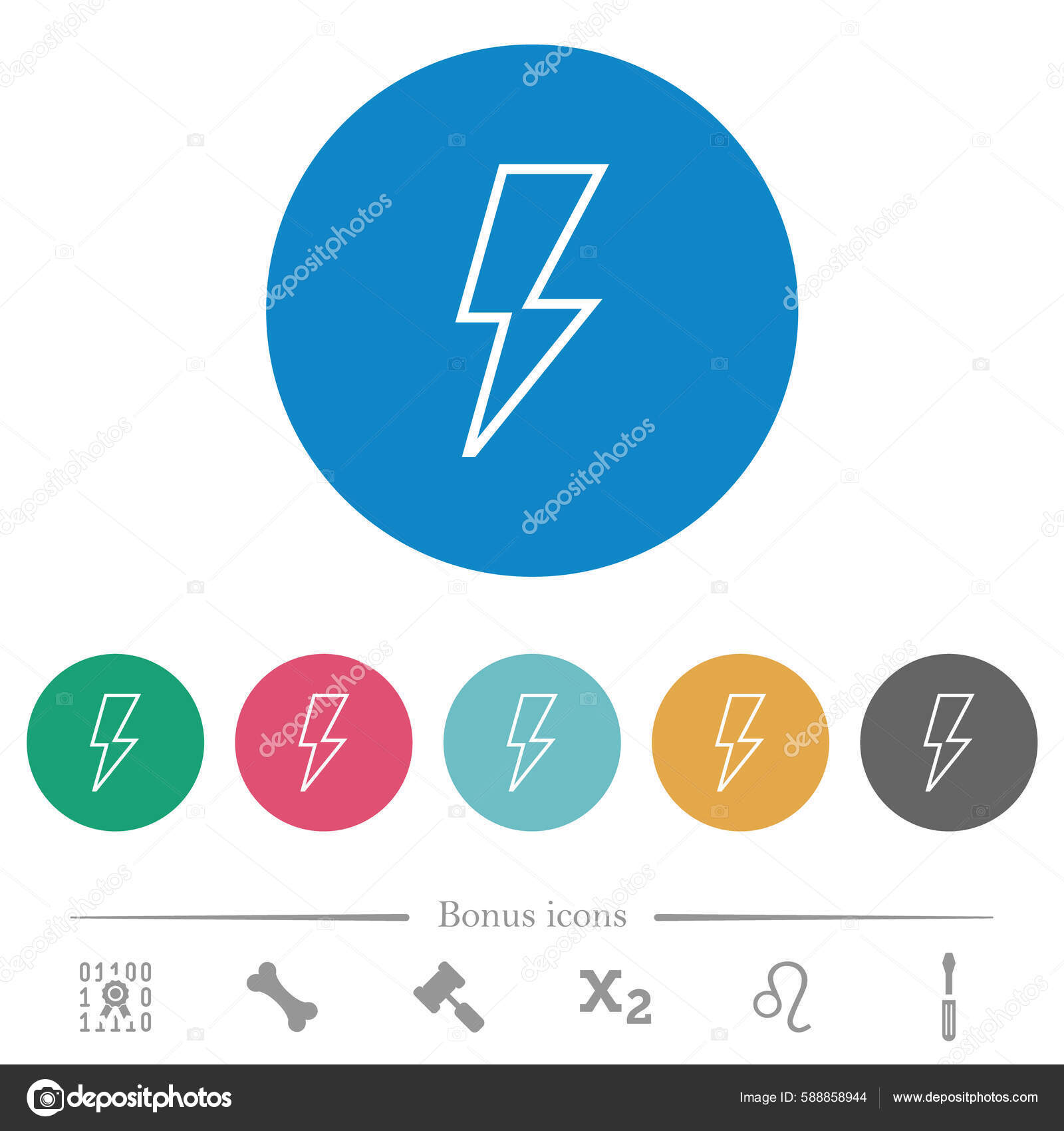 Flash Outline Flat White Icons Color Backgrounds Bonus Icons Included ...