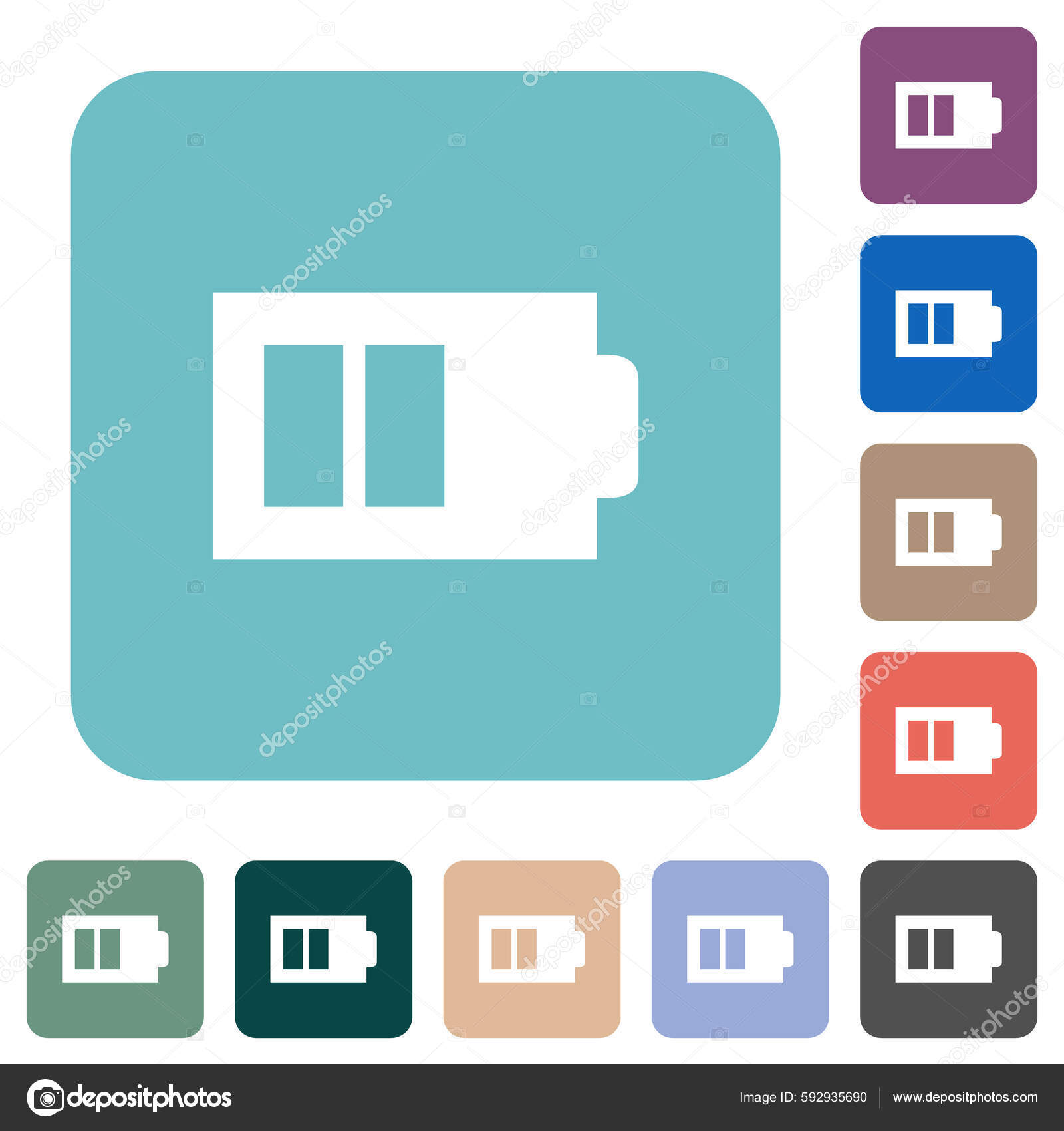 Half Battery Two Load Units Alternate White Flat Icons Color Stock ...