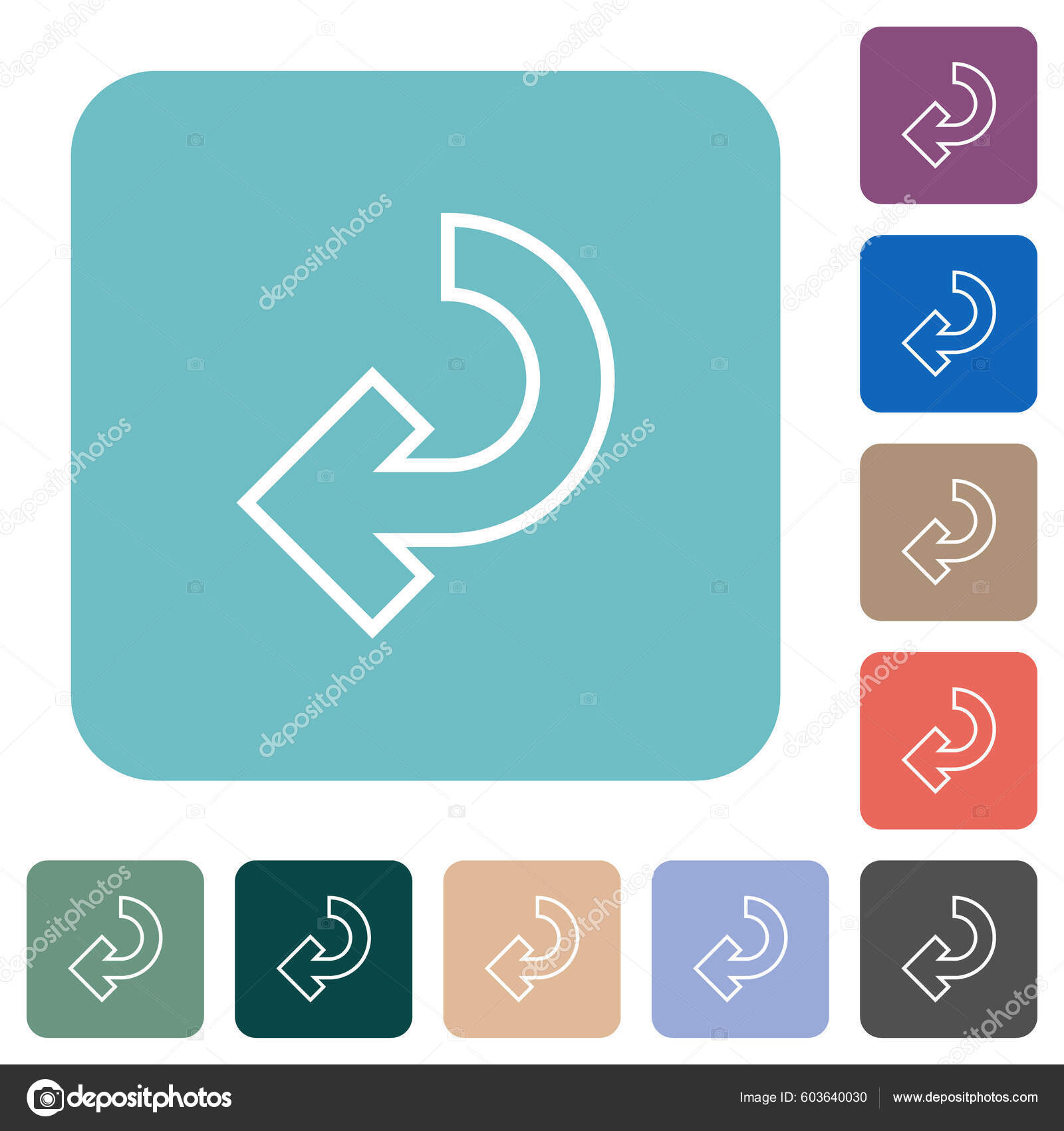 Return Arrow Outline White Flat Icons Color Rounded Square Backgrounds ...