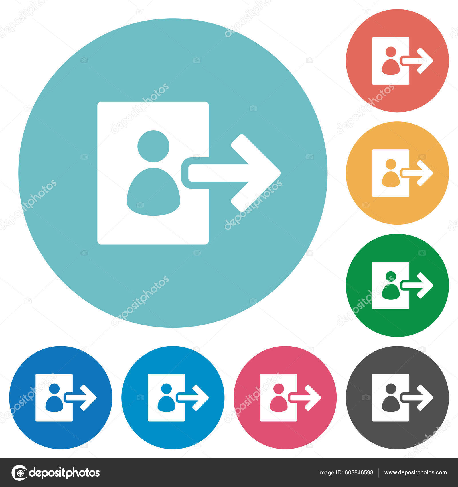 User Logout Solid Flat White Icons Color Backgrounds Stock Vector by ...