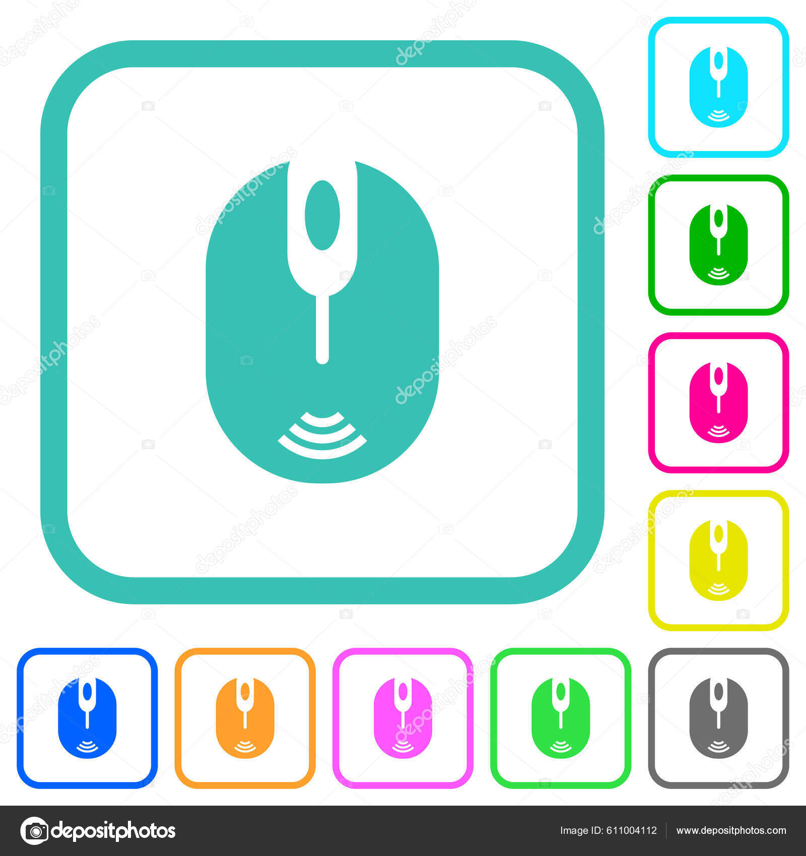 Wireless Computer Mouse Vivid Colored Flat Icons Curved Borders White ...