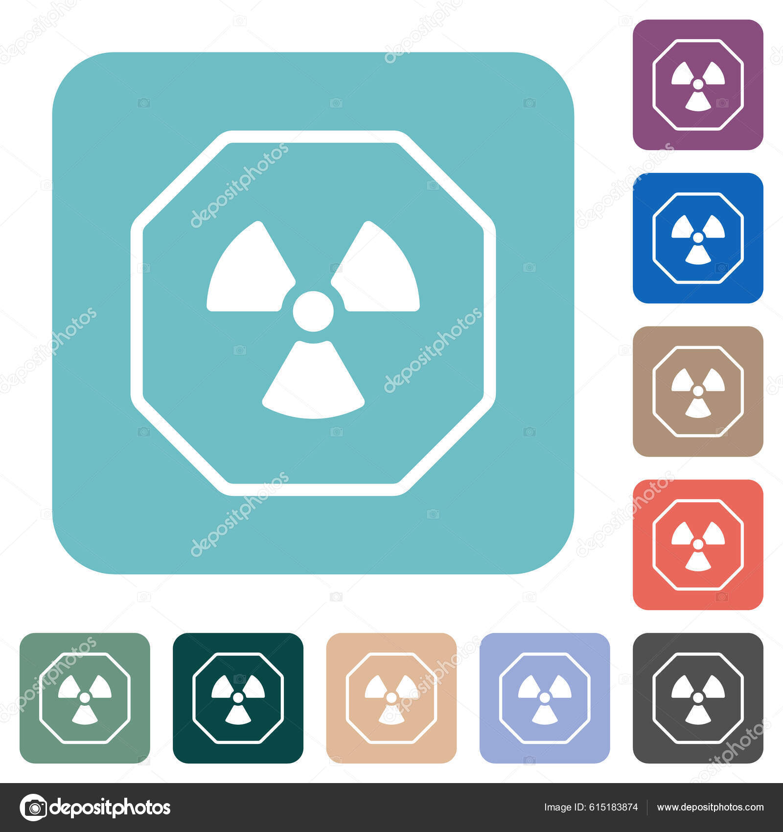 Octagon Shaped Uranium Sanction Sign Outline White Flat Icons Color ...