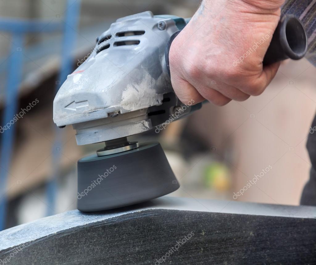 Work with polished granite grinder — Stock Photo © JamaL1977a #44893117