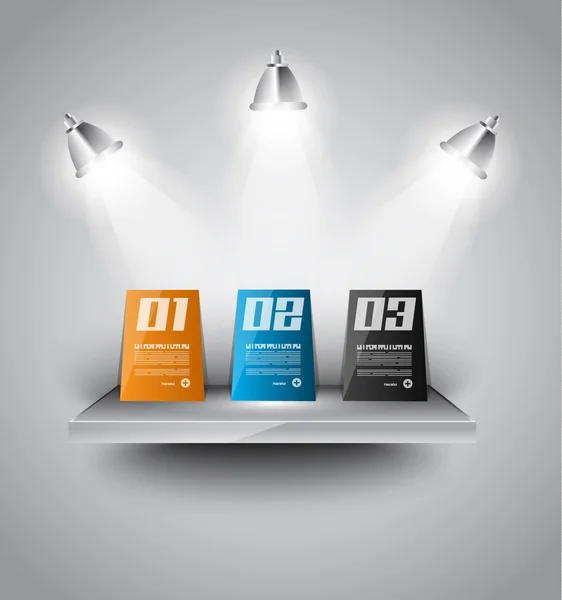 infografías paneles de papel sobre un estante moderno 2024