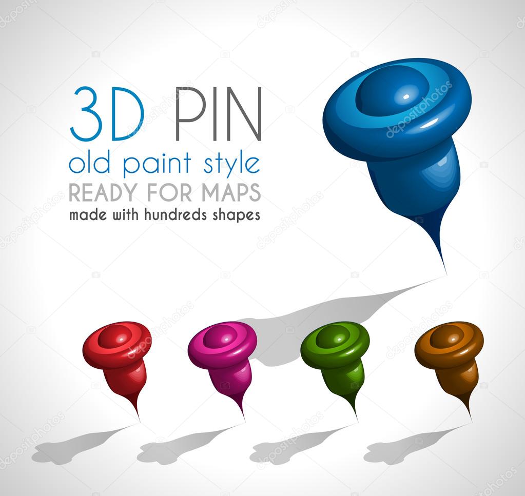3d Style pin made wit a lot of shapes — Stock Vector © DavidArts #24735729