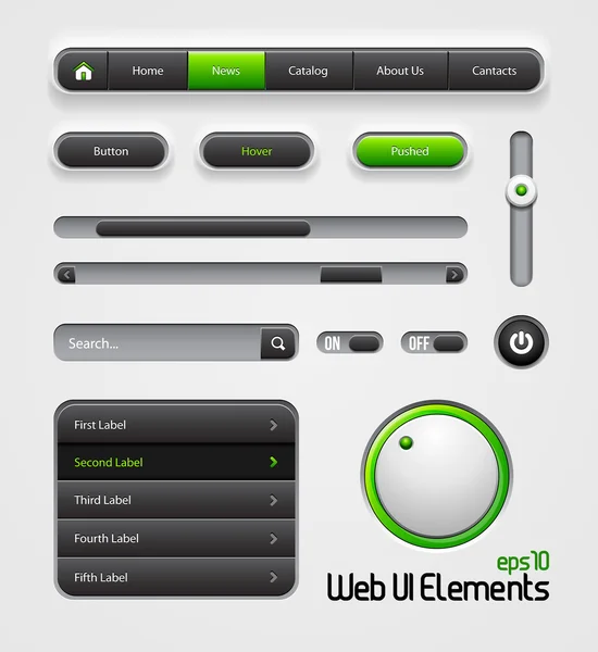 Light Gray UI Controls Web Elements: Buttons, Comments, Sliders, Message Box Stock Vector Image ...