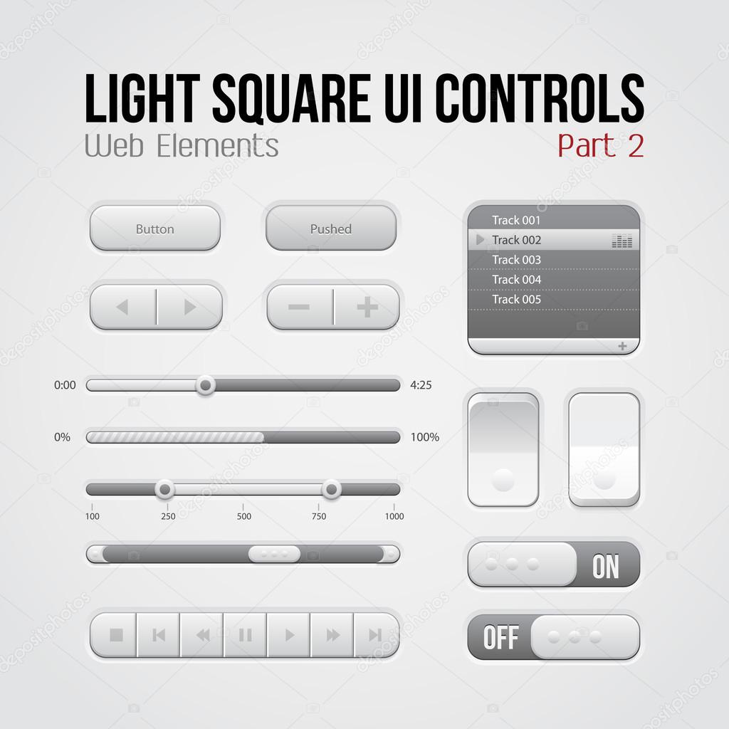 Light Square UI Controls Web Elements Part 2: Buttons, Switchers, On ... Light Square UI Controls Web Elements Part 2: Buttons, Switchers, On ...