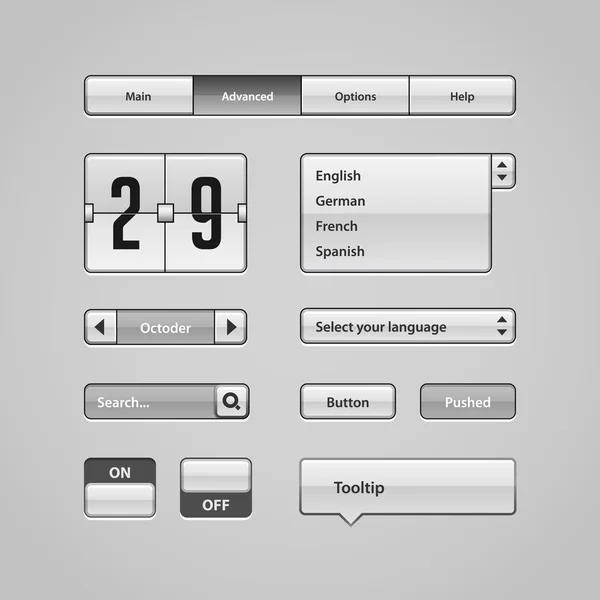 Clean Light User Interface Controls 3. Web Elements. Website, Software ...