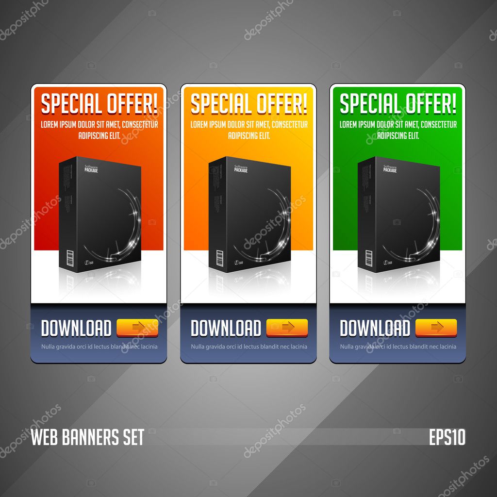 Modern Special Offer Web Banner Set Vector Colored: Red, Yellow, Orange ...