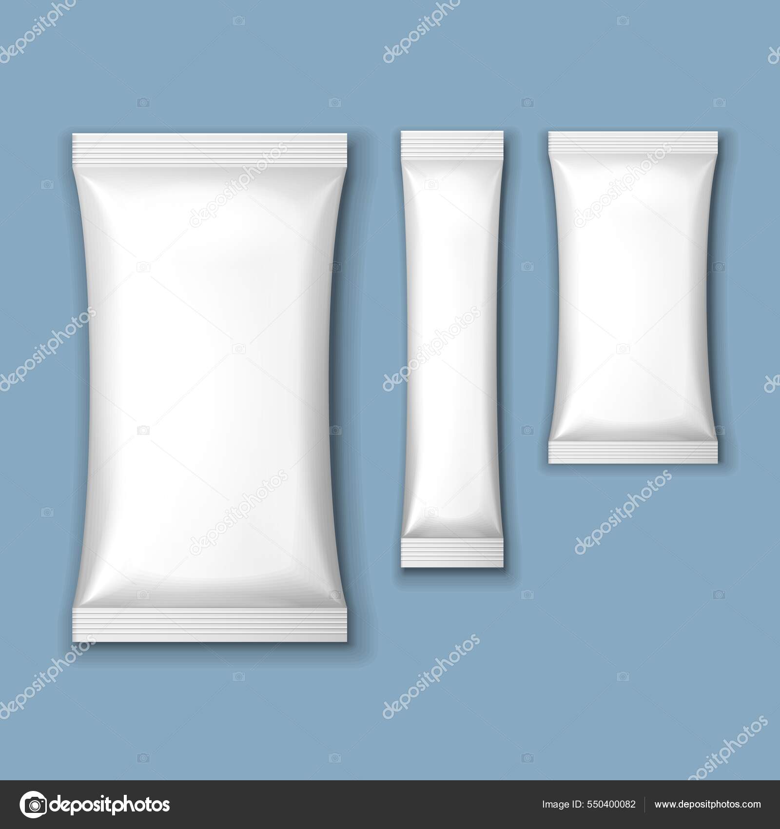 Mockup White Blank Foil Packaging Sachet Paquete de plástico para café ...