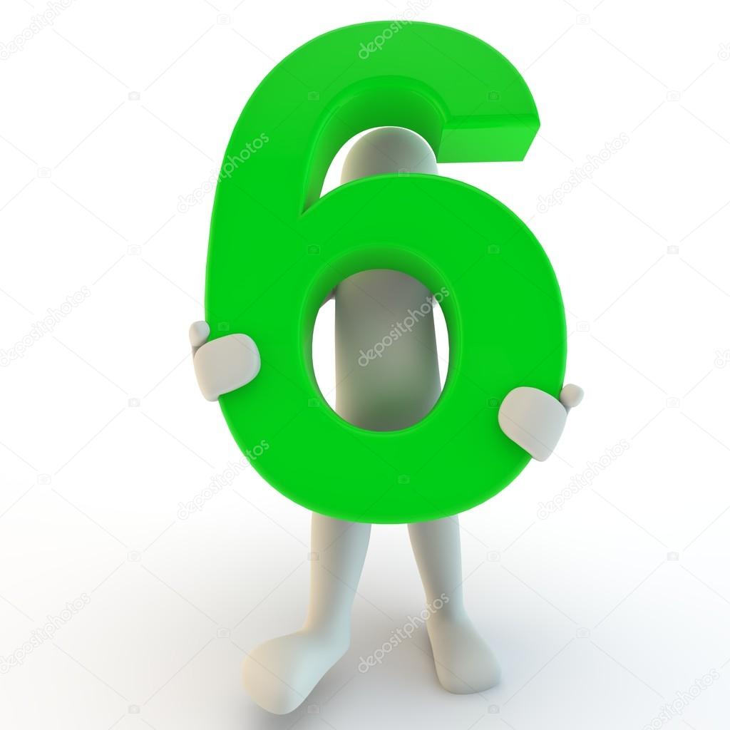 3D human character holding green number 6 — Stock Photo © Pedjami #17866101