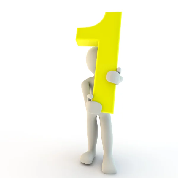 3D Human character holding golden number one Stock Photo by ©Pedjami ...