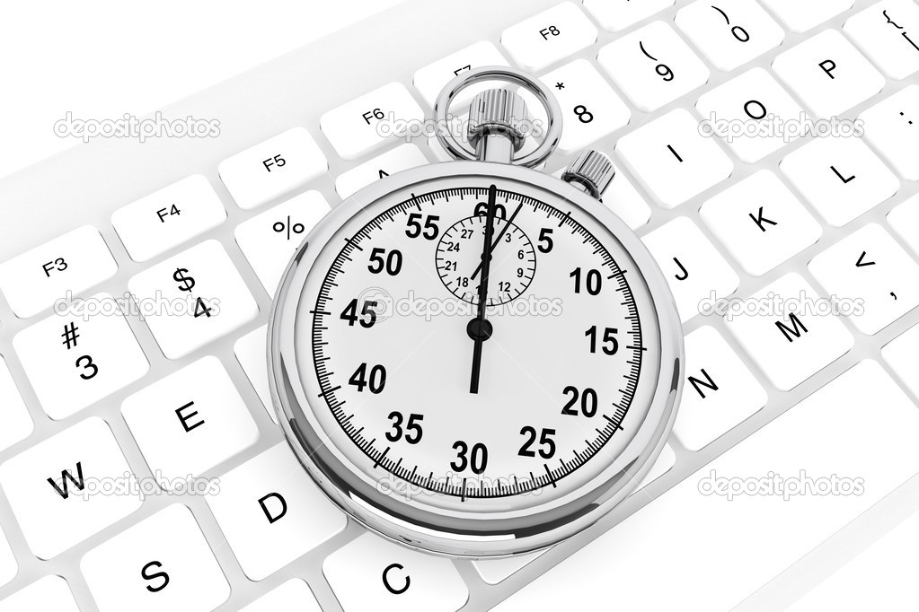 White computer keyboard with stopwatch — Stock Photo © doomu #12556027