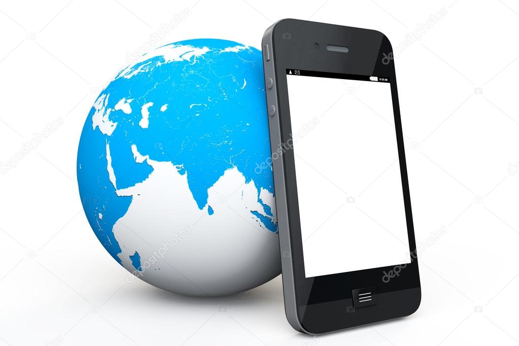 Earth Globe with mobile phone Stock Photo by ©doomu 18153789