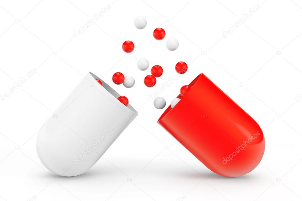 Medical pill capsule insides as spherical elements — Stock Photo ...