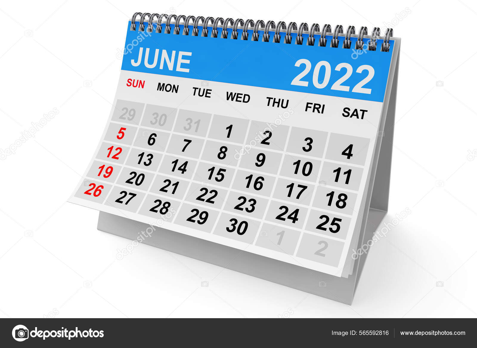 2022 Year June Calendar White Background Rendering — Foto de stock ...