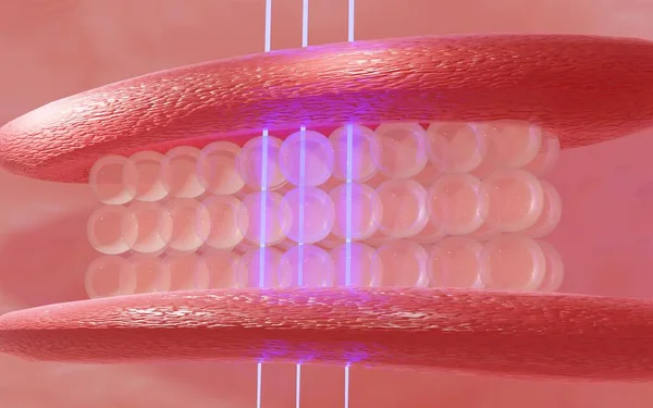 Serum and vitamin drop on skin cell. serum through the skin layer and ...