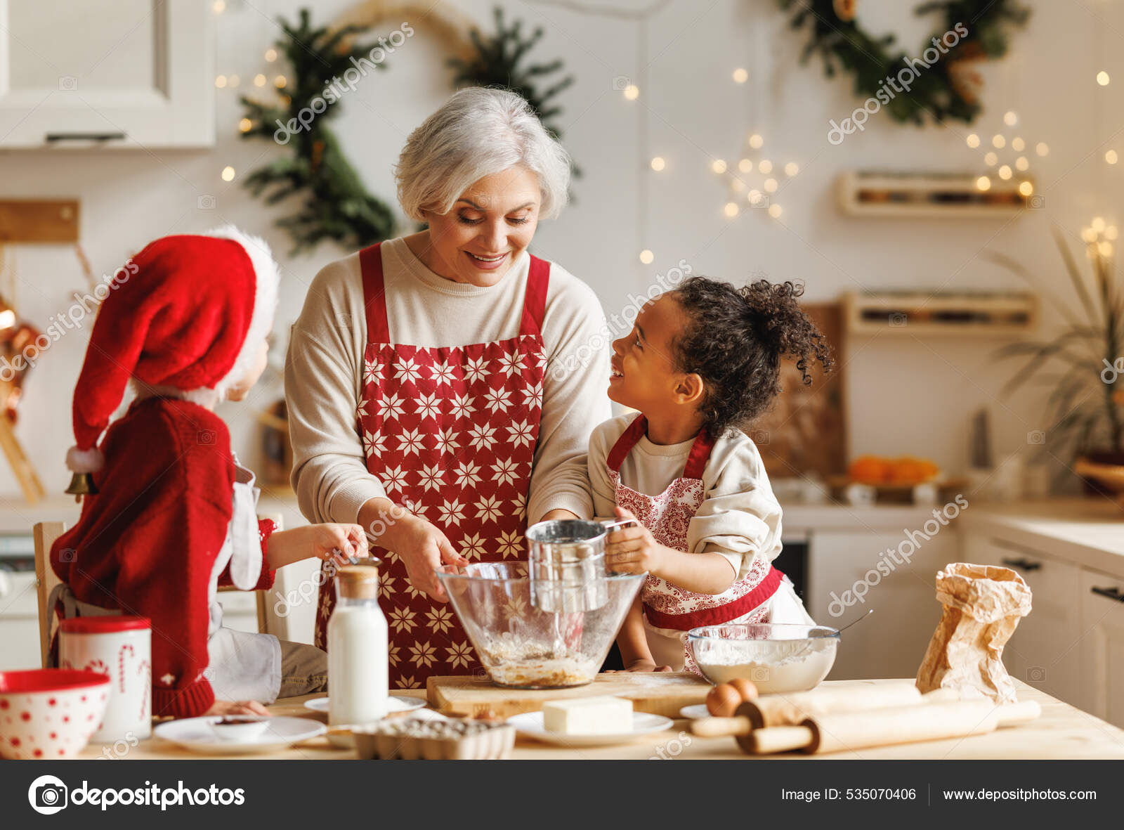 Family Baking Christmas Cookies