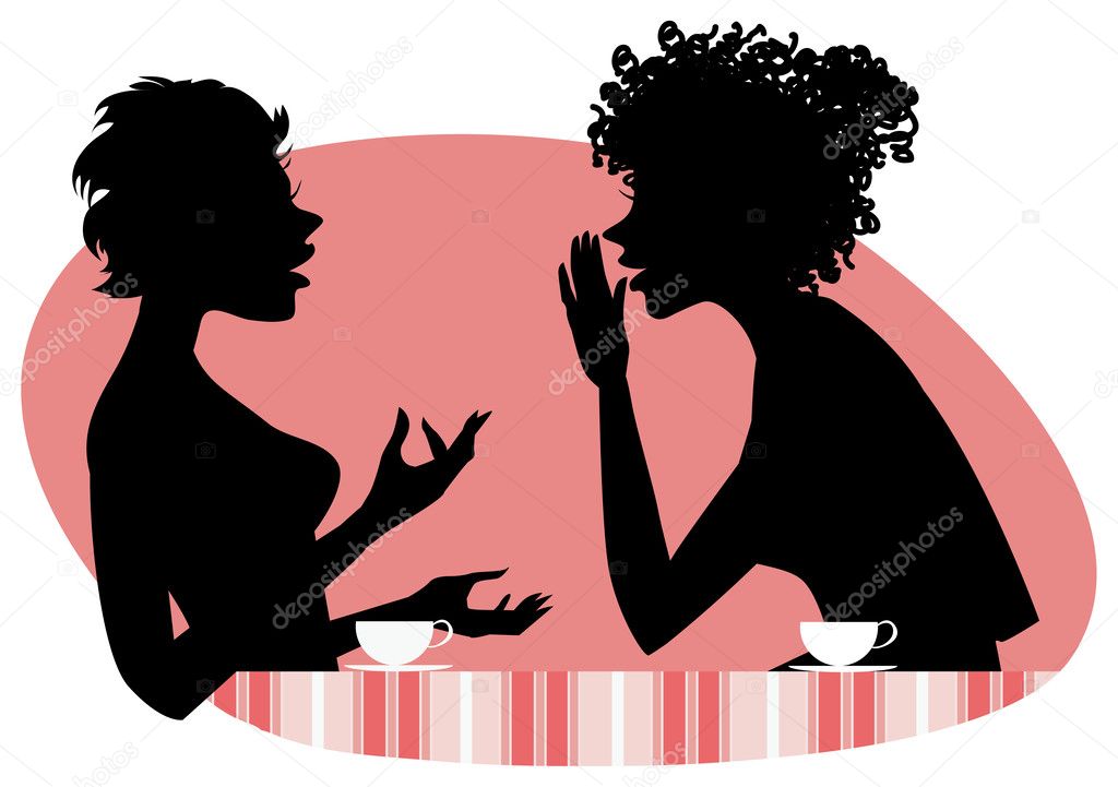 Silhouette Of Women Talking