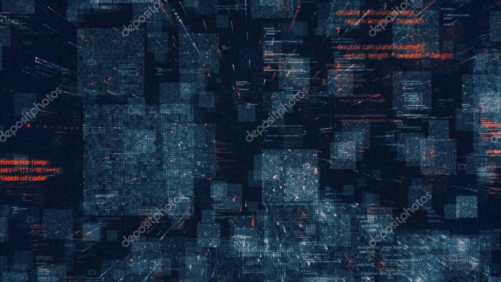 Muchos códigos de programa en el ciberespacio. Animación. Inmersión en ...
