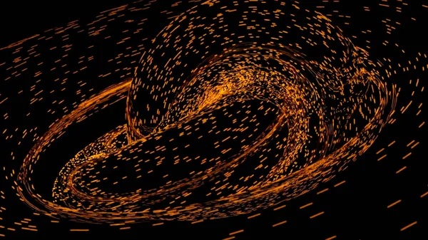 3D stream of particles rotating in spiral. Design. Colored particles ...