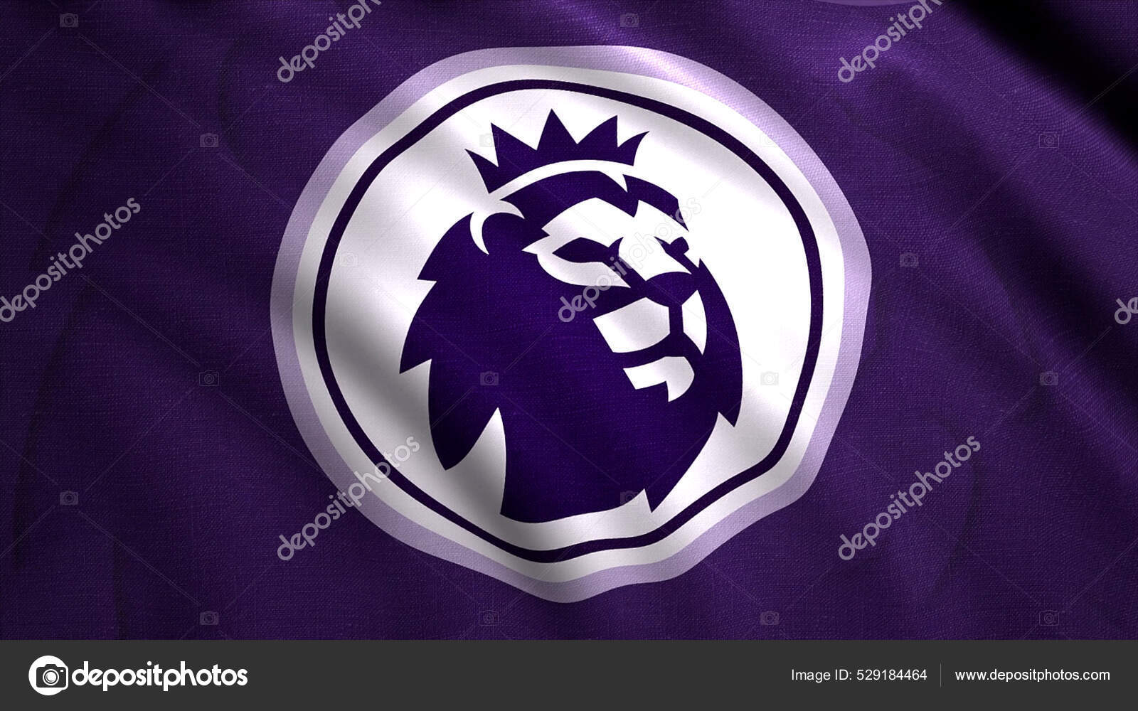 Waving abstract flag with the logo of the new English Premier League ...