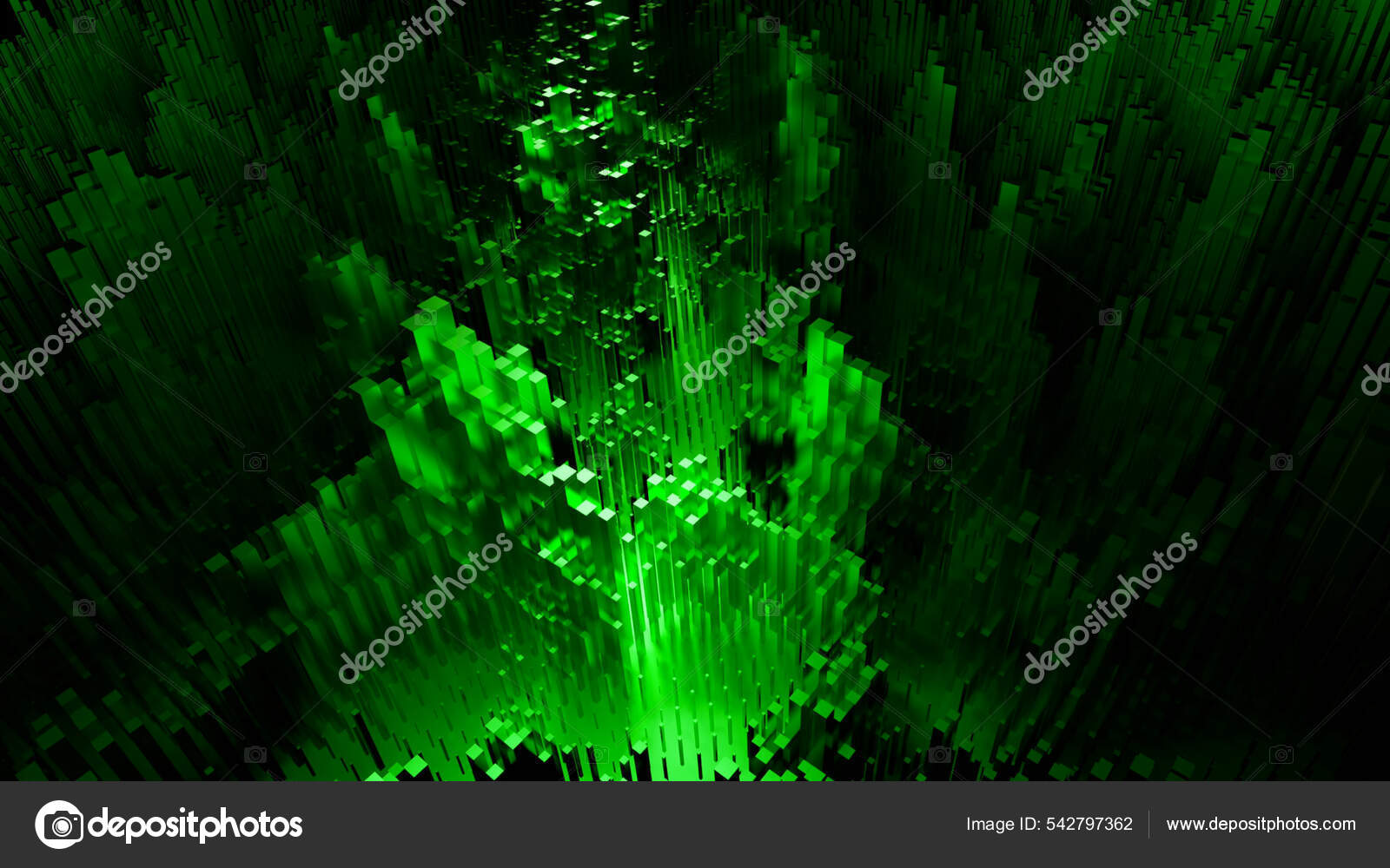 3D vertical lines move in waves. Design. Virtual space with moving wave ...