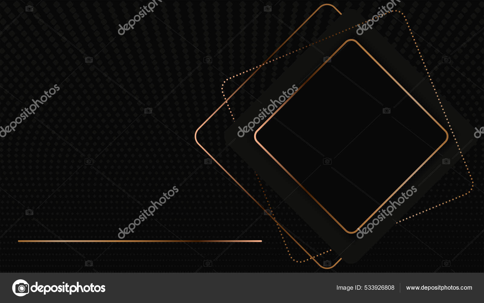 Square Element Gold Outline Perforated Graphite Background Line Text ...