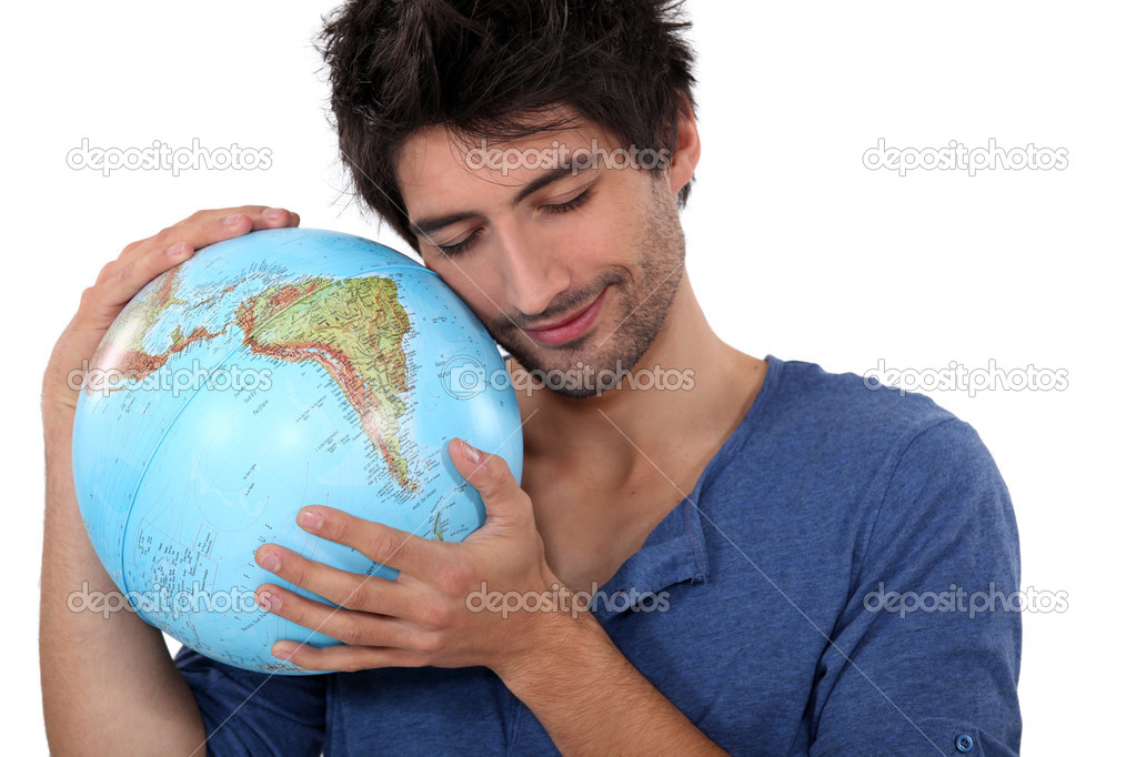Man hugging a globe — Stock Photo © photography33 #14556541