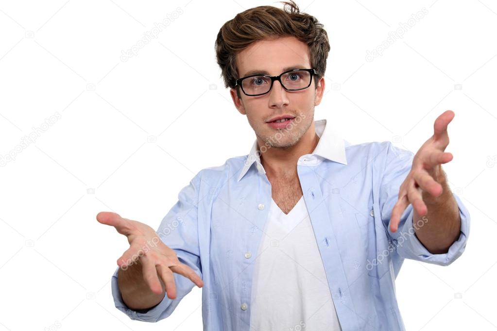 Man with glasses explaining — Stock Photo © photography33 #14721893