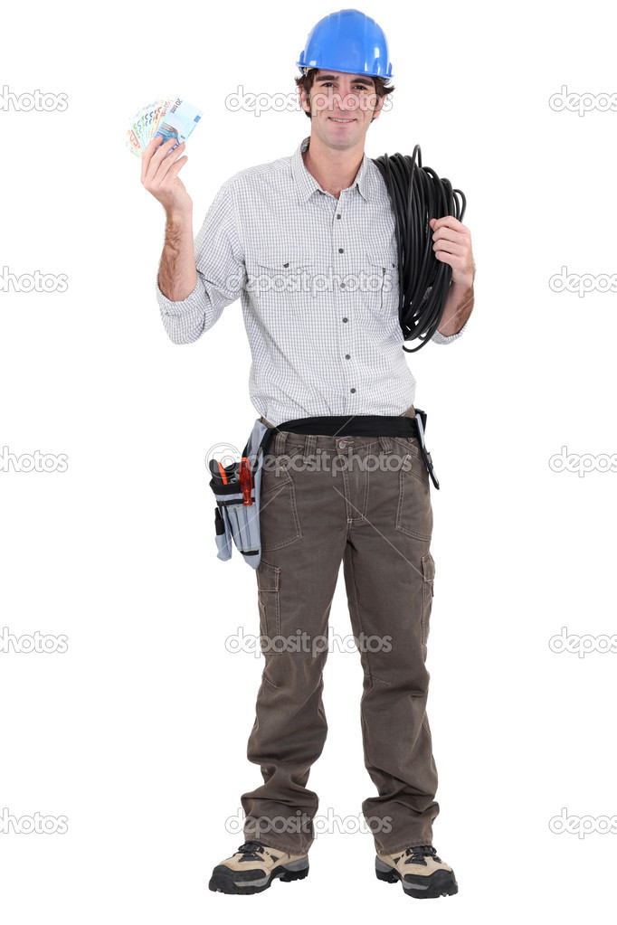 An electrician with plenty of cash. — Stock Photo © photography33 #14935531