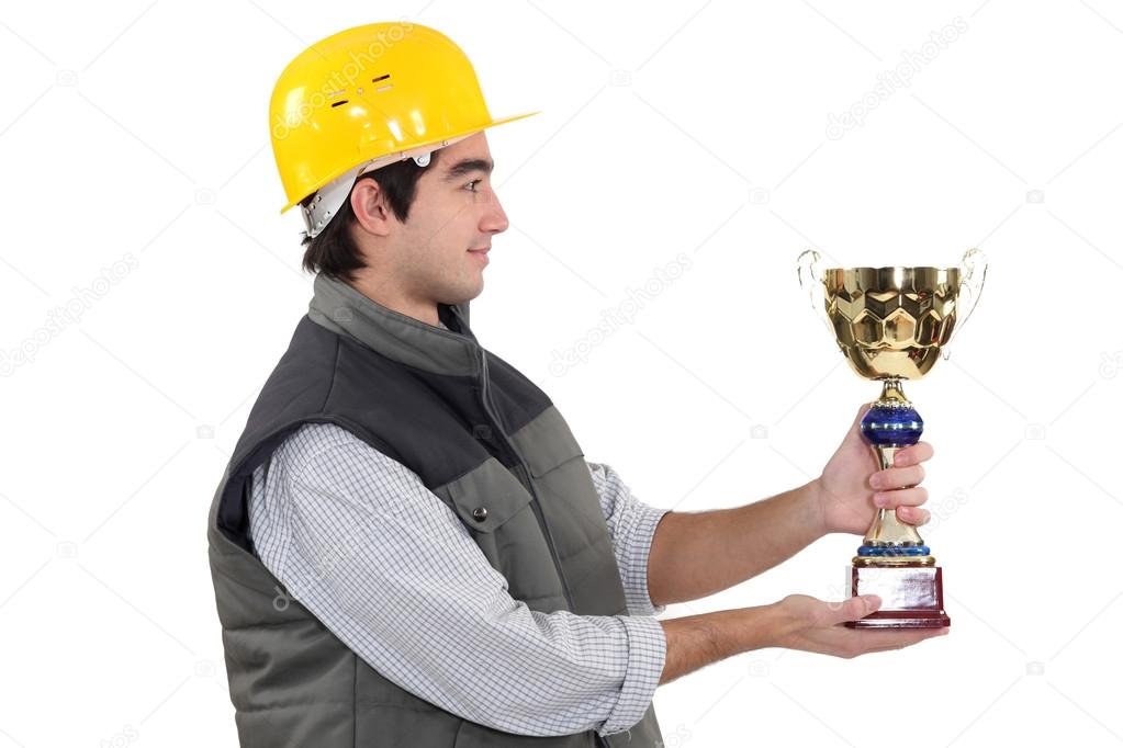 Construction worker with an award — Stock Photo © photography33 #17109479