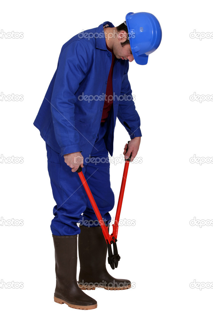 Man using bolt cutters — Stock Photo © photography33 #17412135