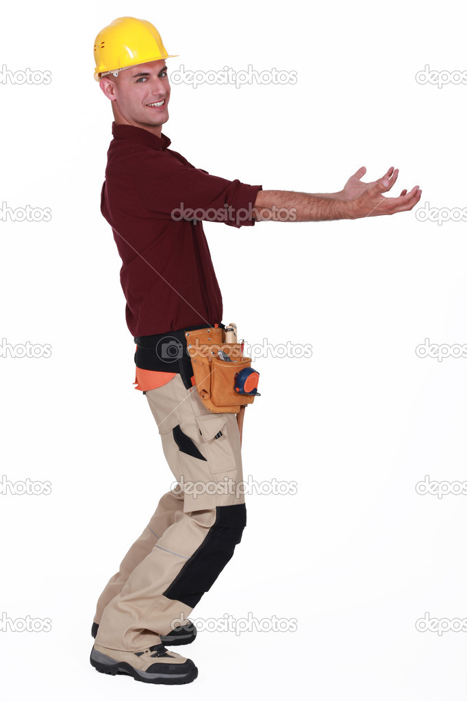Tradesman carrying an invisible object Stock Photo by ©photography33 ...