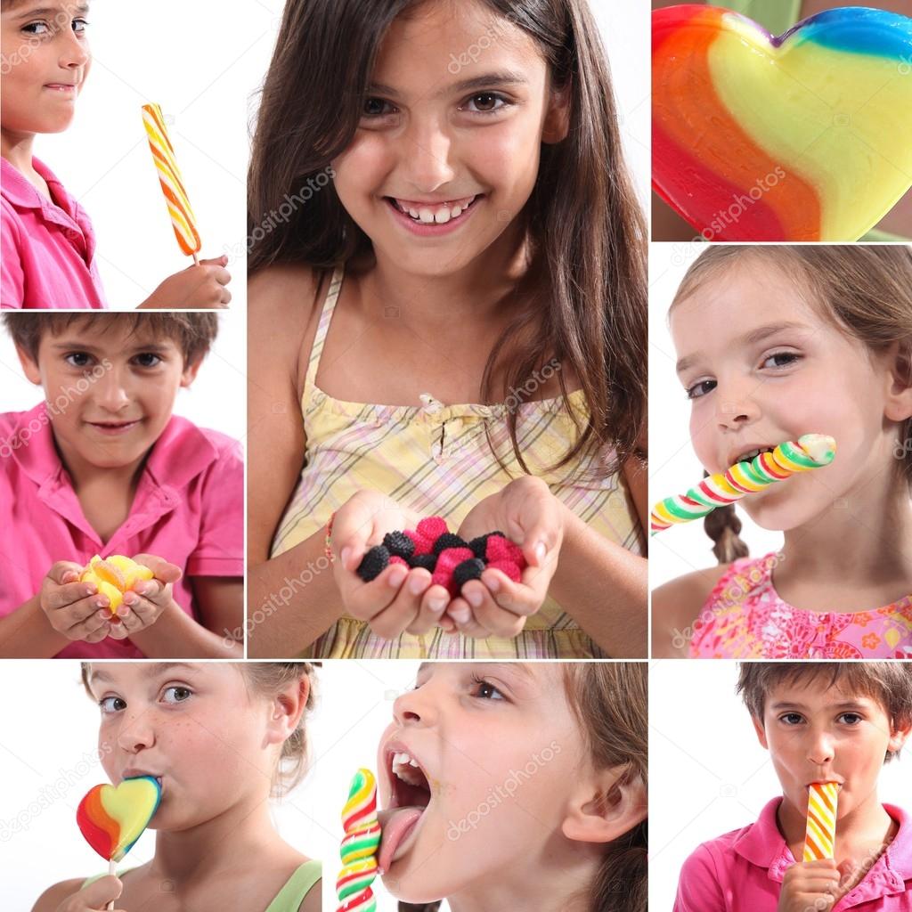 Montage of children eating sweets — Stock Photo © photography33 #17472131 Montage of children eating sweets — Stock Photo © photography33 #17472131