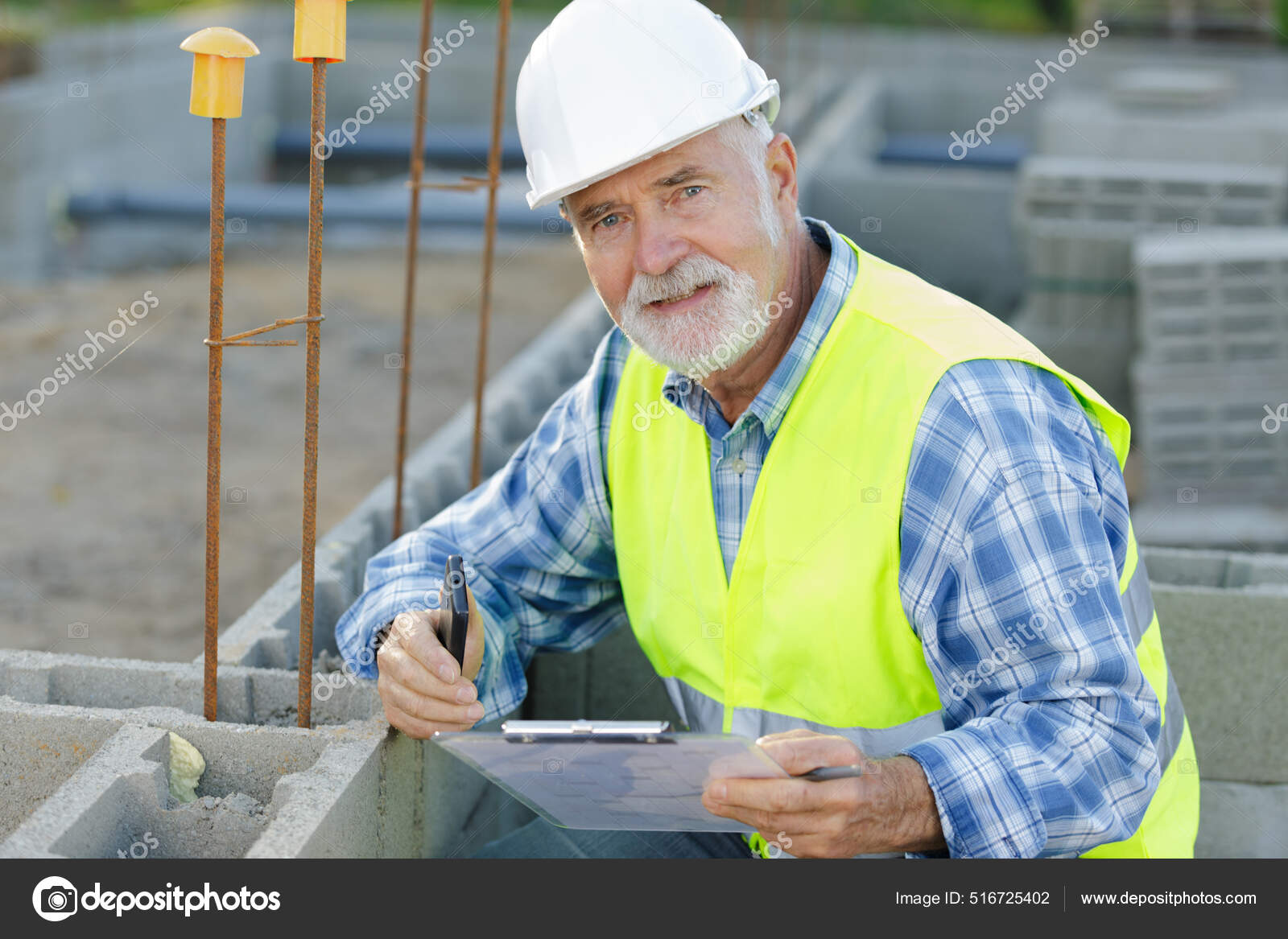 Male Civil Engineer Checking Projects Construction Site — Stock Photo ...
