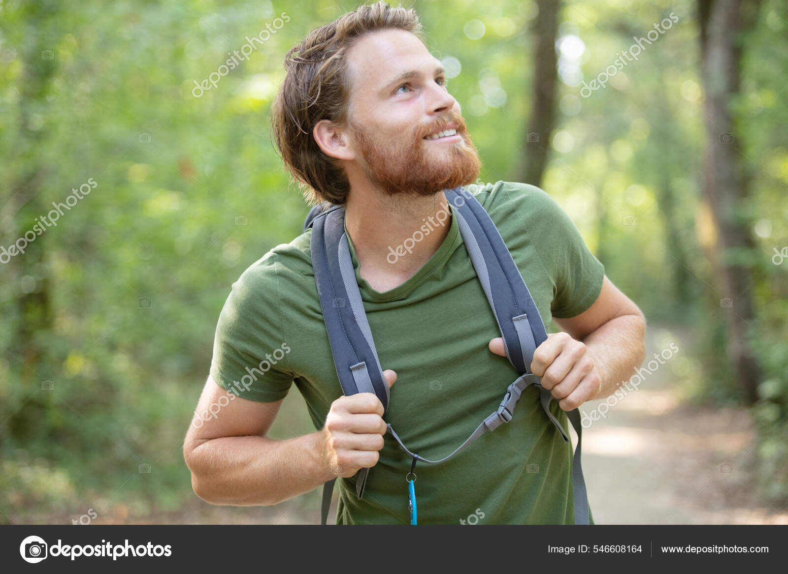 Hiker Backpack Look While Planning Mountain Walk Trip — Stock Photo ...