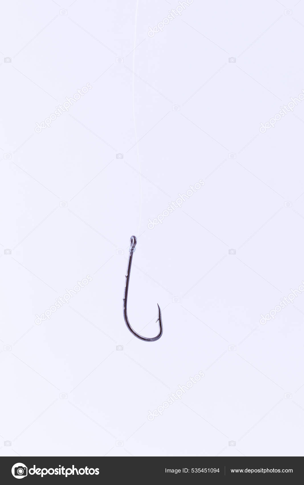 Black Fishing Hook Hanging on a Fishing Line — Stock Photo ...