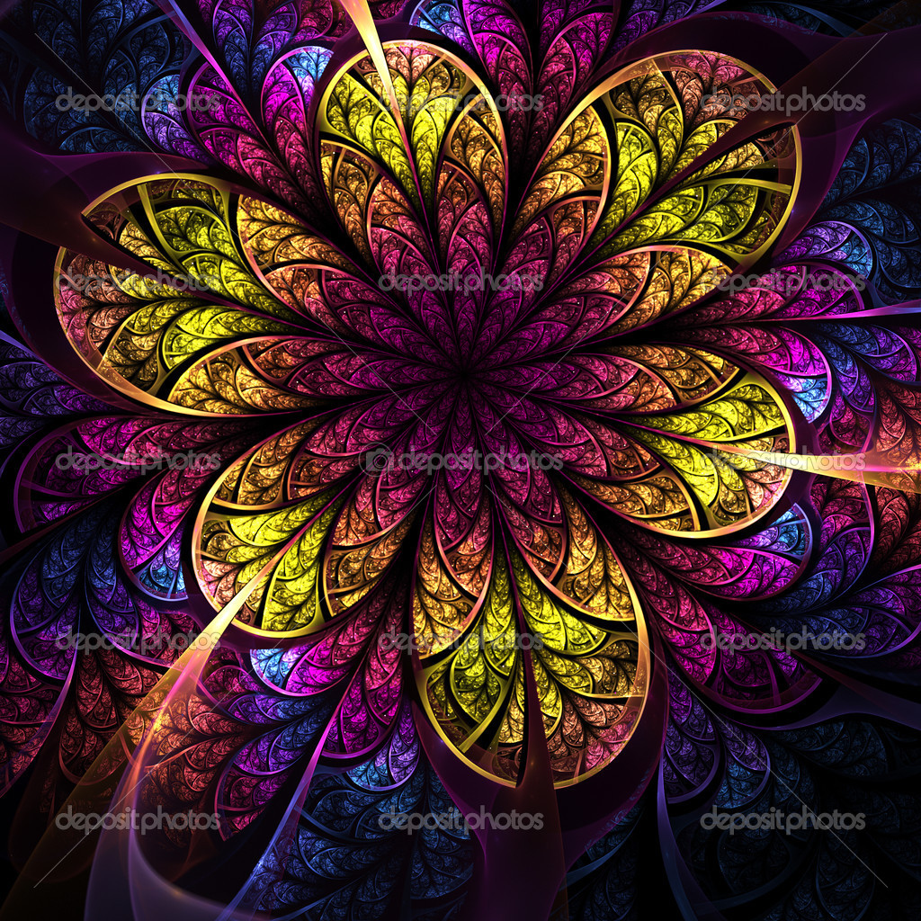 Bright colorful fractal flower, digital artwork for creative graphic ...