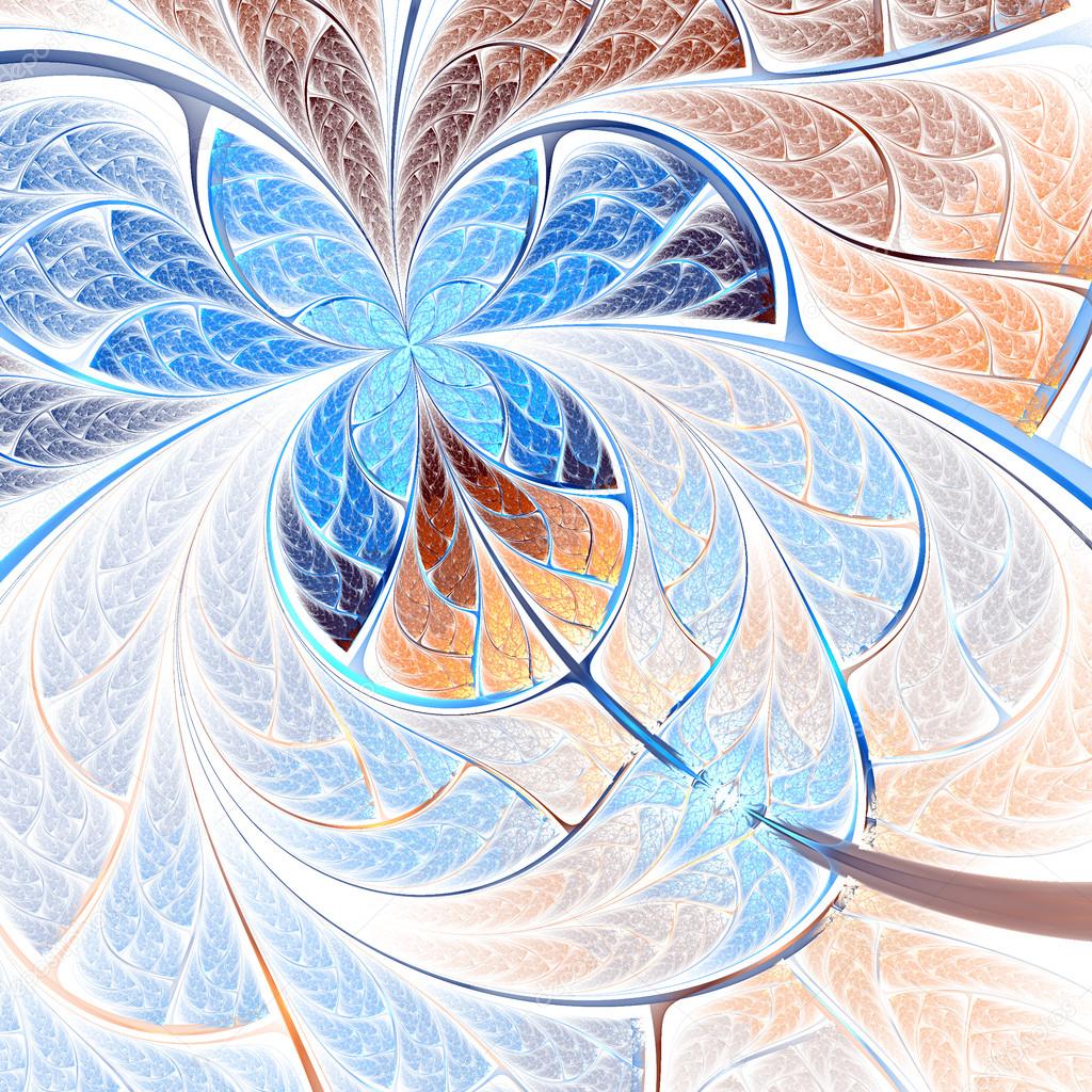 Light blue fractal butterfly or flower, digital artwork for creative ...