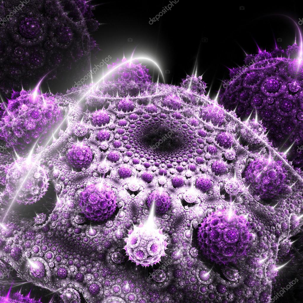 Violet fractal virus, digital artwork for creative graphic design Stock ...