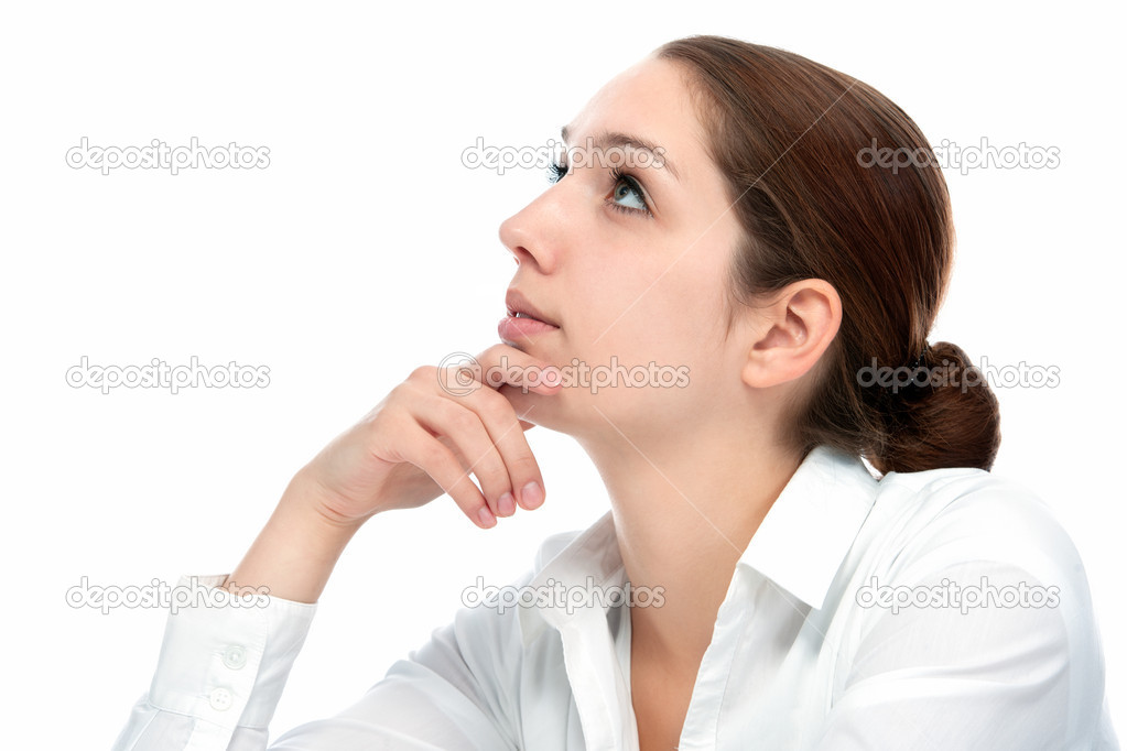 Beautiful thoughtful woman looking up — Stock Photo © alexraths #14586669 Beautiful thoughtful woman looking up — Stock Photo © alexraths #14586669