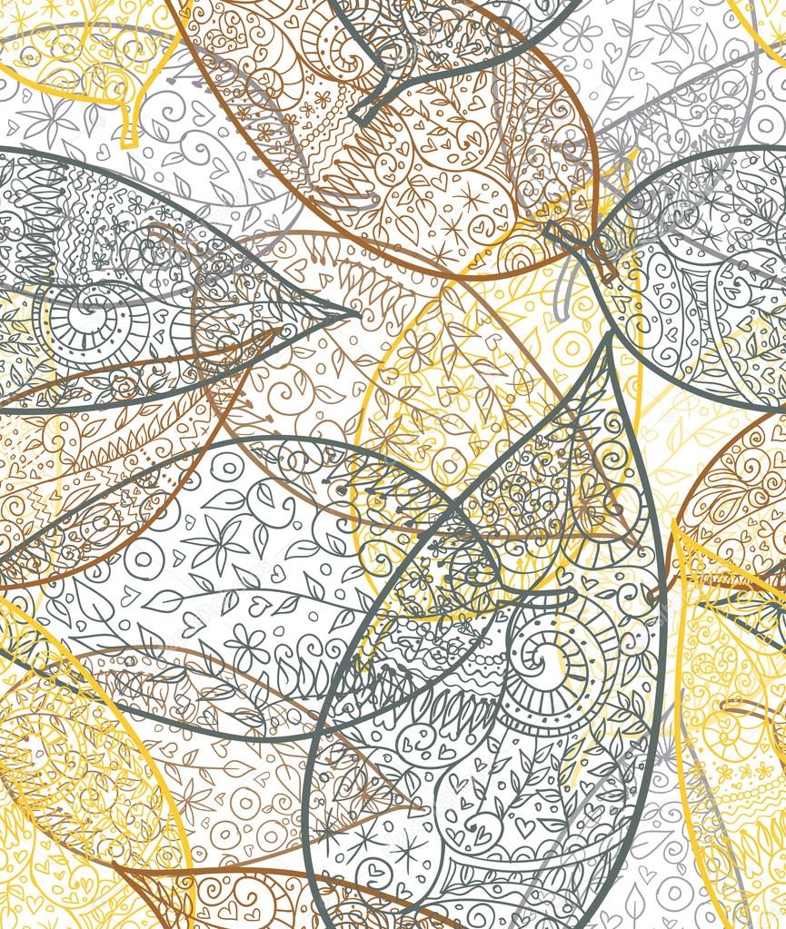Doodle textured leaves seamless pattern. — Stock Vector © fearsonline ...
